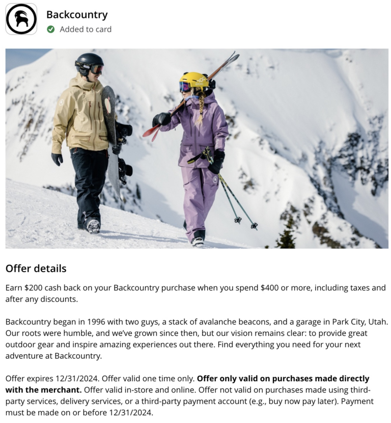 [Expired] Chase Offers: Backcountry, $200 Back When You Spend $400 ...