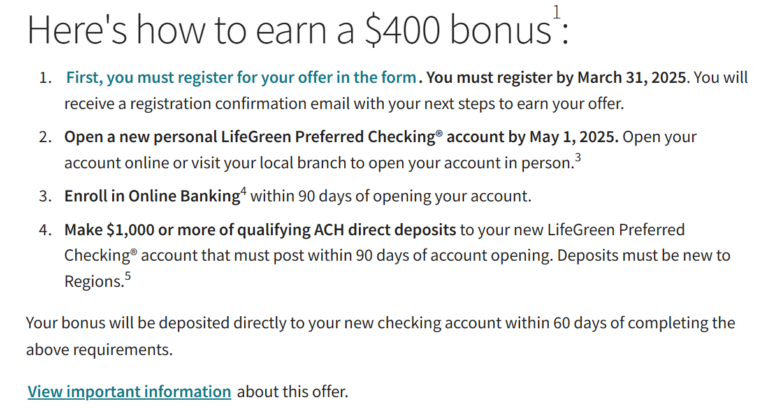 [Expired] Regions Bank $400 Checking Bonus + $50 Referral [AL, AR, FL ...