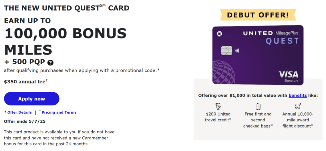 [Expired] Chase United Quest Card: 100,000 Miles Signup Bonus Offer ...