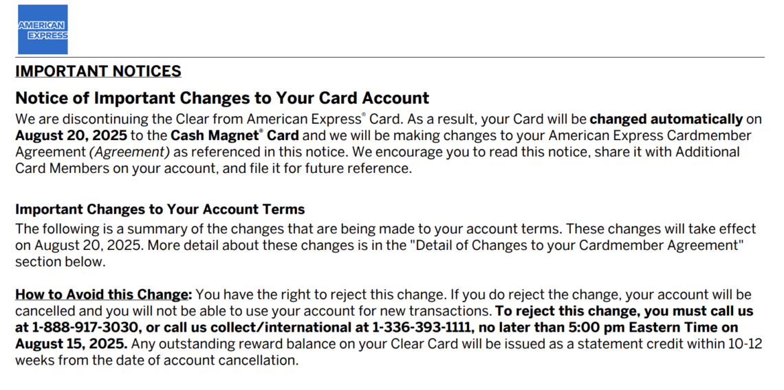 American Express To Discontinue ‘Clear From American Express’ Credit ...