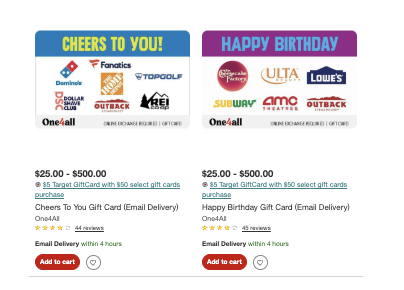 Target.com: Get $5 Giftcard When You Buy $50 Choice One4All eGiftcard ...