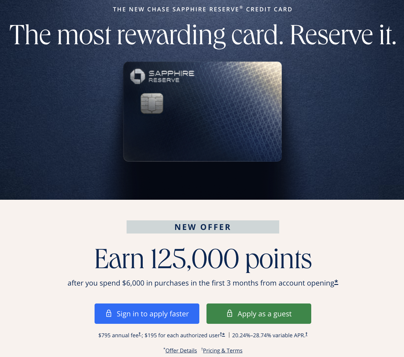 Chase Sapphire Reserve: 125,000 Points Signup Bonus (Plus 15,000 ...
