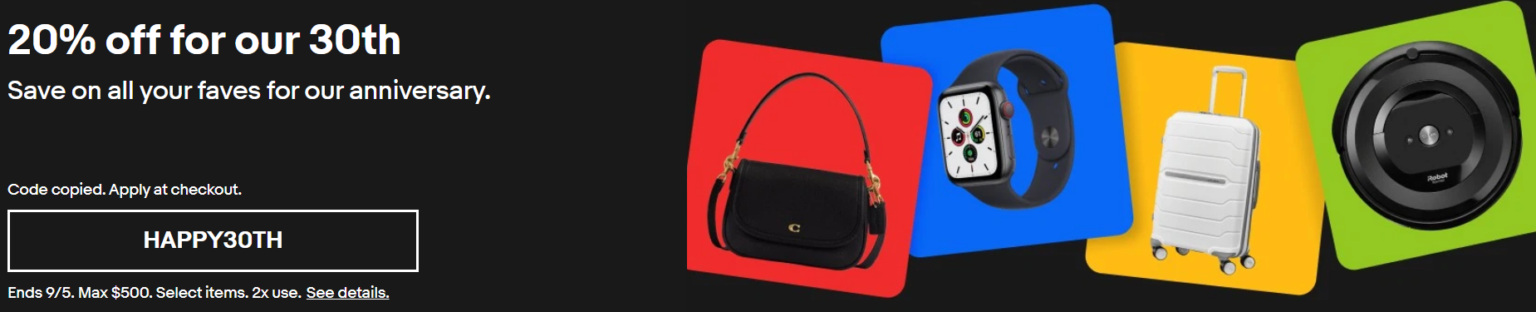 eBay: 20% Off Select Items For 30th Anniversary Sale With Promo Code ...