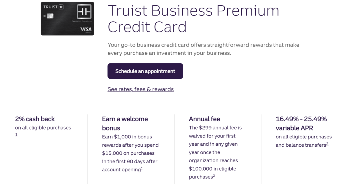 Truist Premium Business Card: $1,000 Bonus After $15,000 In Spend [AL ...