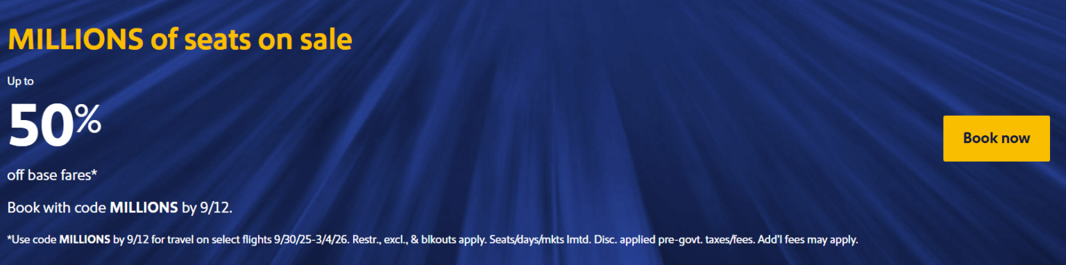 Southwest: Up To 50% Off Base Fares With Promo Code MILLIONS - Doctor ...