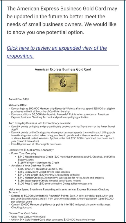 American Express Sends Out Business Gold Survey - $495 Annual Fee, AI ...