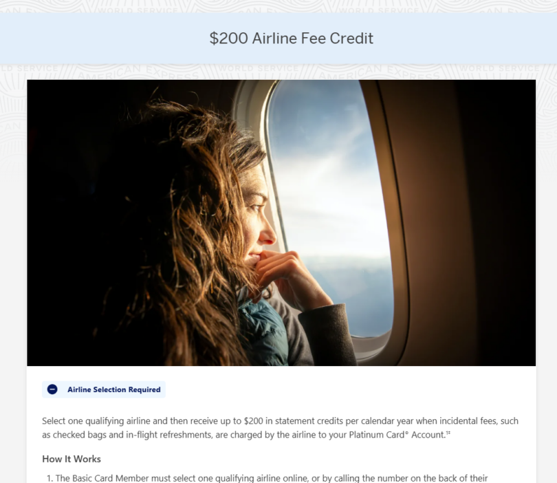 American Express Platinum $200 Airline Incidental Reimbursement - No ...