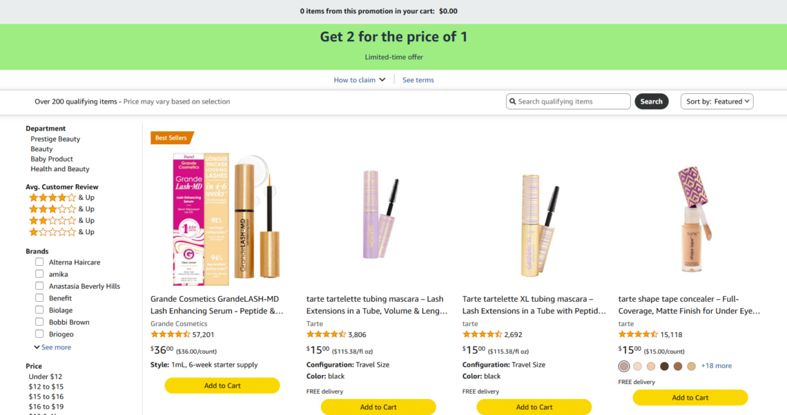 Amazon: BOGOF On Select Makeup