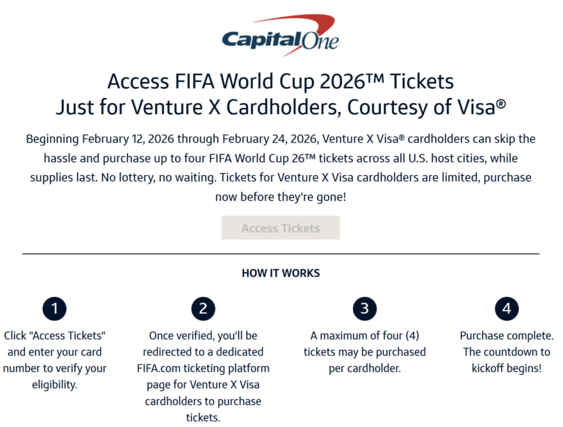 [Expired] Capital One Venture X Cardholders: Access To FIFA World Cup ...