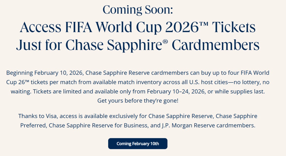 [Expired - Courtesy Points] [2/10] Chase Sapphire: Access To FIFA World ...