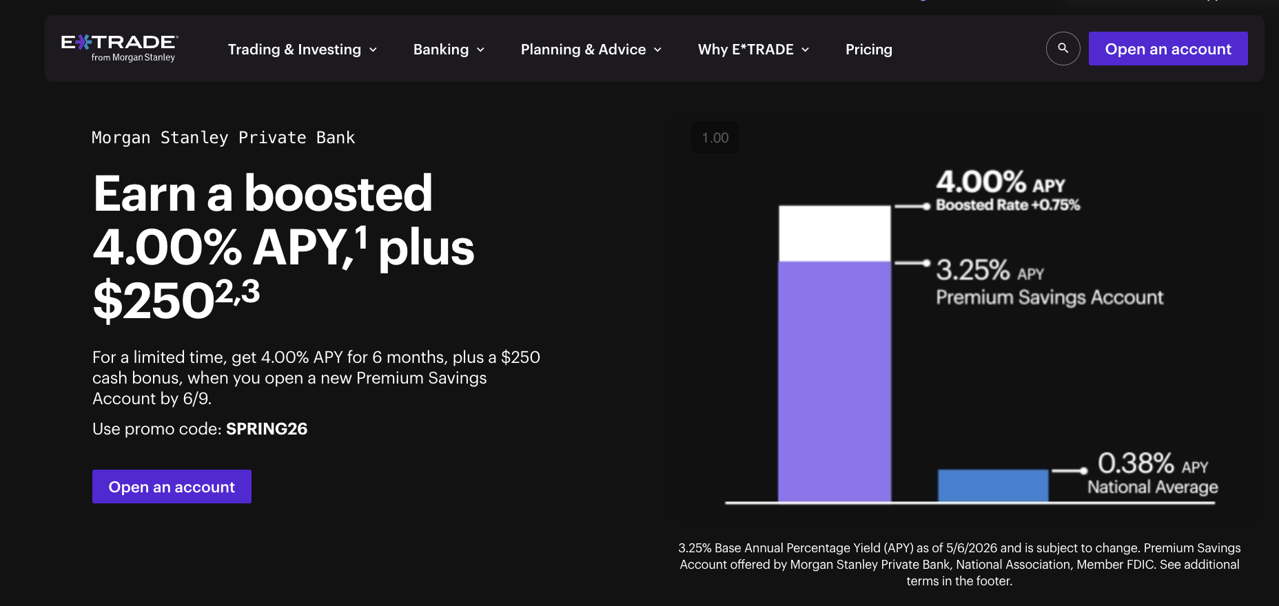 E*Trade $250 Savings Bonus (Requires $20k Deposit) + 4% Intro Rate ...