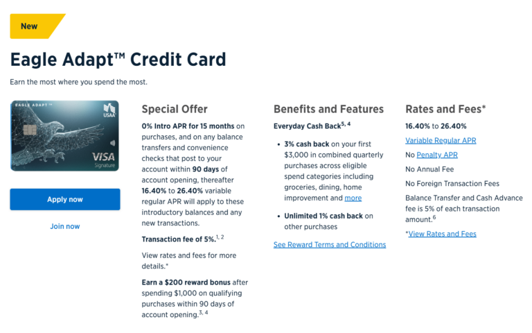 USAA Launches New Eagle Adapt Card - $200 Bonus, 15 Month 0% Period & 3 ...